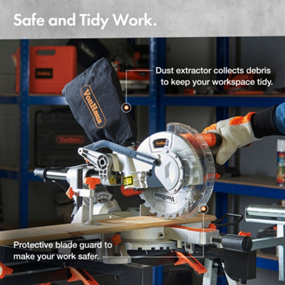 VonHaus Sliding Mitre Saw 1500W 8 Inch (210mm), Side Support Bars ...