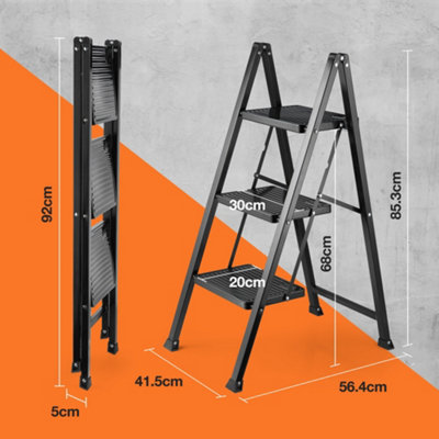 VonHaus Slim 3 Step Ladder with 150kg Weight Capacity
