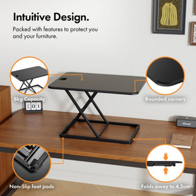 Vonhaus Standing Desk Converter, Height Adjustable X-Frame Computer ...