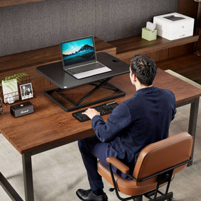 Vonhaus Standing Desk Converter, Height Adjustable X-Frame Computer ...