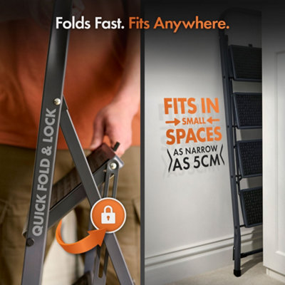 VonHaus Step Ladder 4 Step, Step Ladders for DIY & Gardening Projects ...