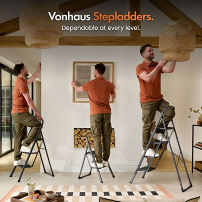 VonHaus Step Ladder 4 Step, Step Ladders for DIY & Gardening Projects ...