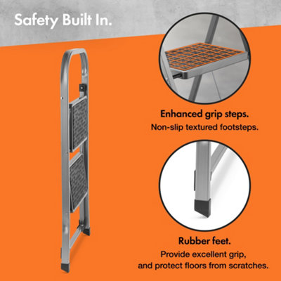 VonHaus Step Ladder, Anti Slip, Folding Two Step Ladder, Kitchen, DIY ...