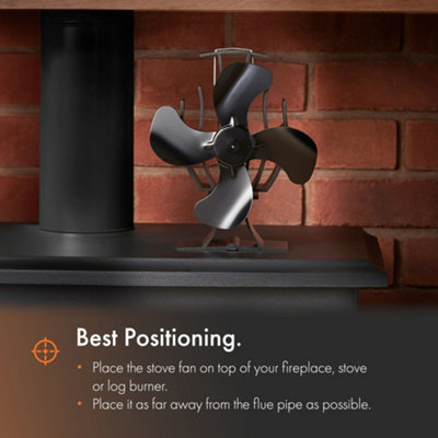 VonHaus Stove Fan 4 Blades, Log Burner Fire Fan for Wood Burning Stoves ...