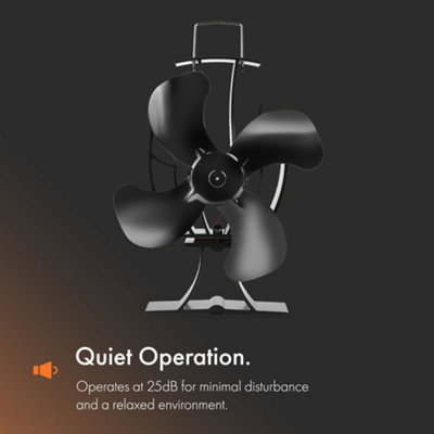 VonHaus Stove Fan 4 Blades, Log Burner Fire Fan for Wood Burning Stoves ...