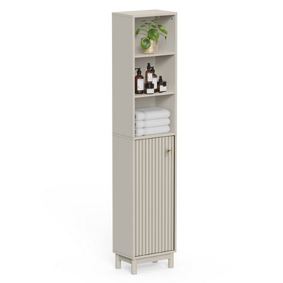 VonHaus Tall Bathroom Cabinet, Stone Freestanding Storage Tallboy Unit ...