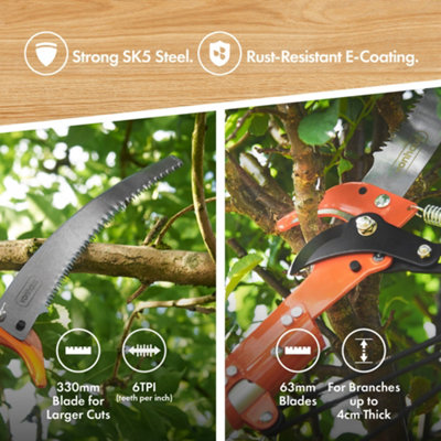 VonHaus Telescopic Tree Pruner & Lopper, Long Reach Cutter, Extendable ...