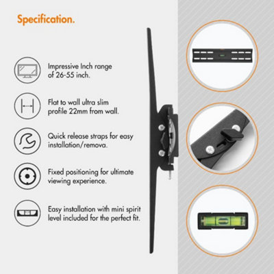 VonHaus Tilting TV Bracket - Tilt Wall Mount For 26 - 55 Inch TVs - TV ...