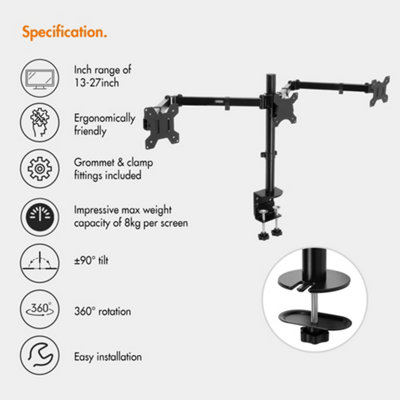 VonHaus Triple Monitor Mount for 17-27 Inch Screens - Triple Monitor ...