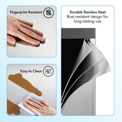 VonHaus Triple Recycling Bin 32L for Kitchen, Stainless Steel Recycling ...