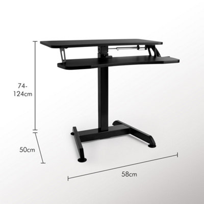 VonHaus Two Tier Standing Desk Height Adjustable Ergonomic Sit Stand Desk Computer Workstation With Handle