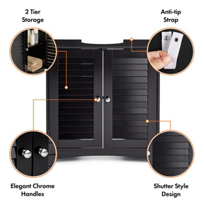 VonHaus Under Sink Bathroom Cabinet, Black Under Sink Storage ...