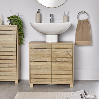 VonHaus Under Sink Bathroom Cabinet, Oak Wood Effect Bathroom Sink ...
