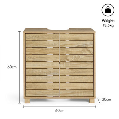 VonHaus Under Sink Bathroom Cabinet, Oak Wood Effect Bathroom Sink ...