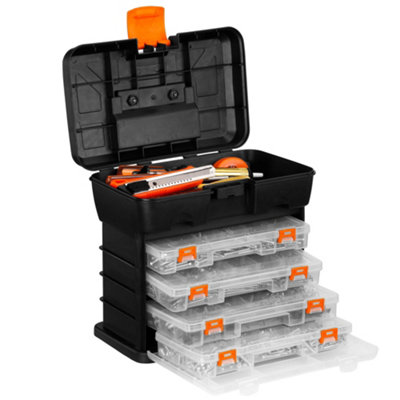 VonHaus Utility Tool Box Storage Organiser Case with 4 Drawers ...