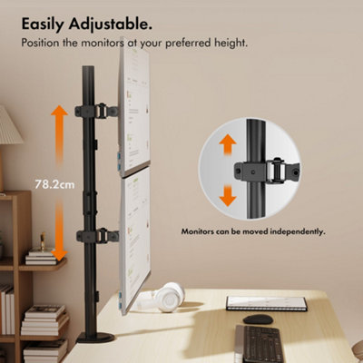 VonHaus Vertical Double Monitor Mount for 13-32 Inch Screens - Stacking ...