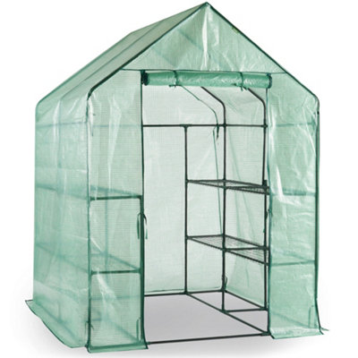 VonHaus Walk In Greenhouse w/ 8 Shelves & Weatherproof Plastic Cover ...