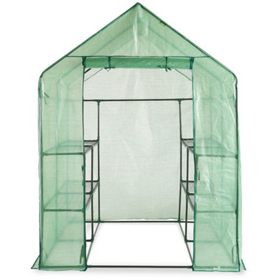 VonHaus Walk In Greenhouse w/ 8 Shelves & Weatherproof Plastic Cover ...