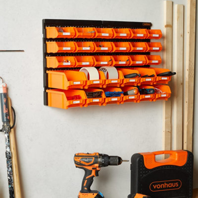 VonHaus Workshop Storage - 30pcs Wall Mount Storage Organiser Bin for ...