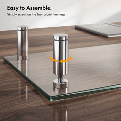 VonHaus XL Glass Monitor Stand for Desks - Height Adjustable Screen ...