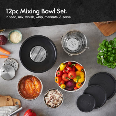 VonShef 12Pc Mixing Bowl Set, Stainless Steel Mixing Bowls & Strainer ...