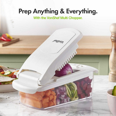 VonShef 4-in-1 Vegetable Chopper, Food Chop Box with 2 Chopping Grids ...