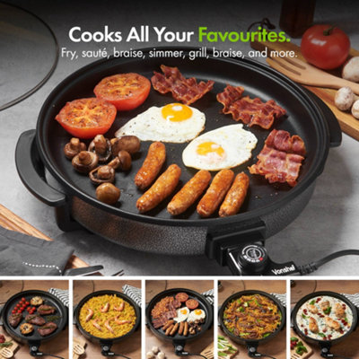 VonShef 5L Square Electric Frying Pan 30cm with Lid & Adjustable ...