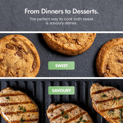 VonShef Cast Iron Griddle Plate, Pre-Seasoned Non-Stick BBQ Griddle ...