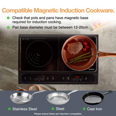 VonShef Double Induction Hob, 2800W Portable Dual, Twin Plate Electric ...
