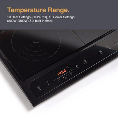 VonShef Double Induction Hob, 2800W Portable Dual, Twin Plate Electric ...