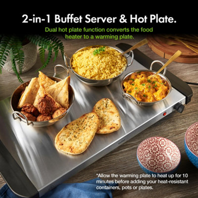 VonShef Food Warmer 4 Tray, 7.2L Table Top Buffet Server 300W w/ Lids ...
