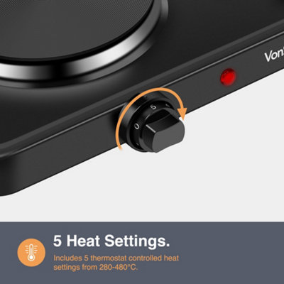 VonShef Hot Plate Double, Portable Electric Hob with Dual Temperature ...