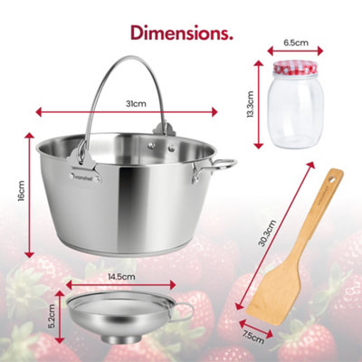 VonShef Jam Making Kit, Starter Set Bundle includes 9L Maslin Pan ...
