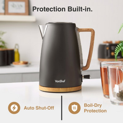 VonShef Kettle and Toaster Set, Scandi 1.7L Rapid Boil Kettle 3000W & 2 ...