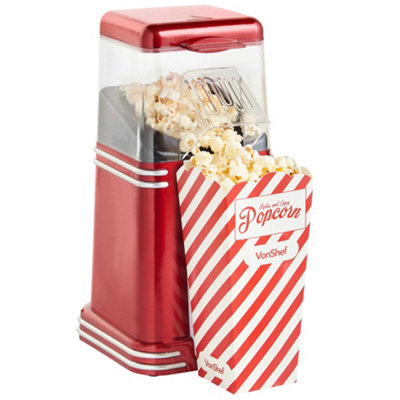VonShef Popcorn Machine Retro, 1200W Popcorn Maker with Hot Air ...