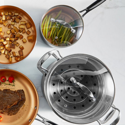 VonShef Pots & Pans Set, 11Pc Induction Safe, Non-Stick Saucepan ...