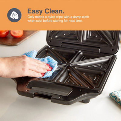 VonShef Sandwich Toaster 4 Slice, Toastie Maker with Non-Stick Plates ...