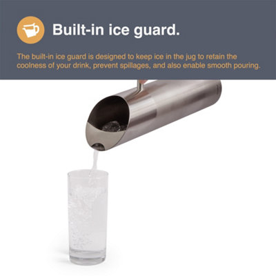 VonShef Stainless Steel Water Jug w/ Ice Guard, 1.7L Carafe w/ Brushed ...