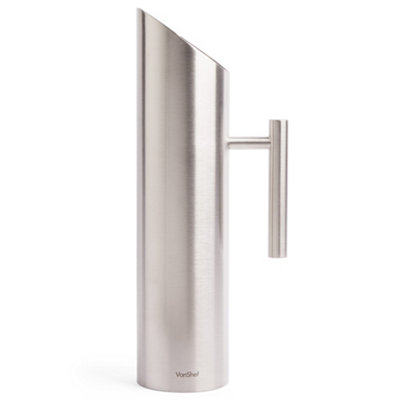 VonShef Stainless Steel Water Jug w/ Ice Guard, 1.7L Carafe w/ Brushed ...