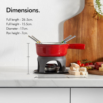 Shop VonShef Swiss Fondue Set, Cast Iron Pot with Fuel Burner, Includes ...