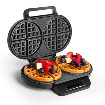 VonShef Waffle Maker, Waffle Iron w/ Non-Stick Plates, 1200W, Double ...
