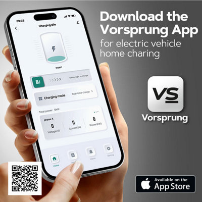 Vorsprung 7.4kW Smart Electric Vehicle (EV) Charger Tethered Type 2 with 5 Meter Cable (Black)