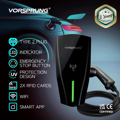 VORSPRUNG Alpha EV Charger 7.4kW Type 2 and Type 1, Untethered, EV Car ...
