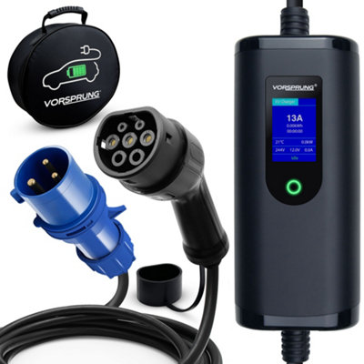 Vorsprung Commando CEE Plug to Type 2 32amp 7.4kW Portable EV Charger ...