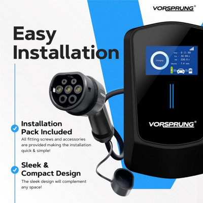Vorsprung Smart EV Charger with RFID & LCD Display - 7.4kW - 5-Metre ...