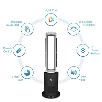 Vortex Air Cleanse Bladeless Oscillating Heating and Cooling Air ...