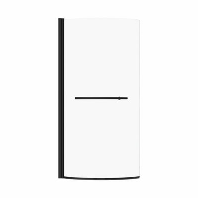 VRUC Curved P Shaped Shower Bath Screen with Towel Rail 1400x715mm Black