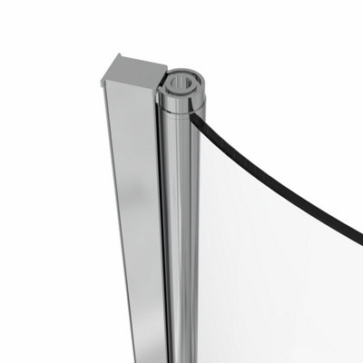 VRUC Curved P Shaped Shower Bath Screen with Towel Rail 1400x715mm Chrome