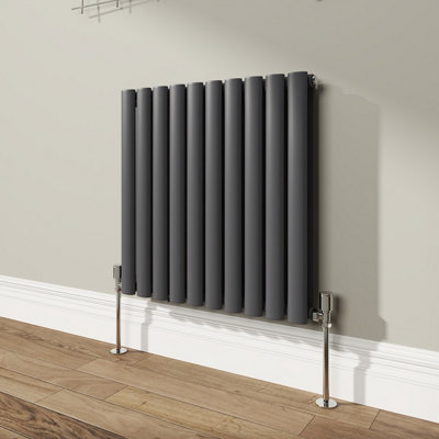 VRUC Double Oval Column Designer Radiator Anthracite 600x590mm
