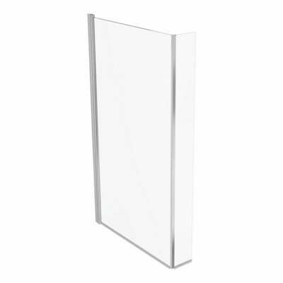 VRUC L Shaped Shower Bath Screen Fixed Return Chrome